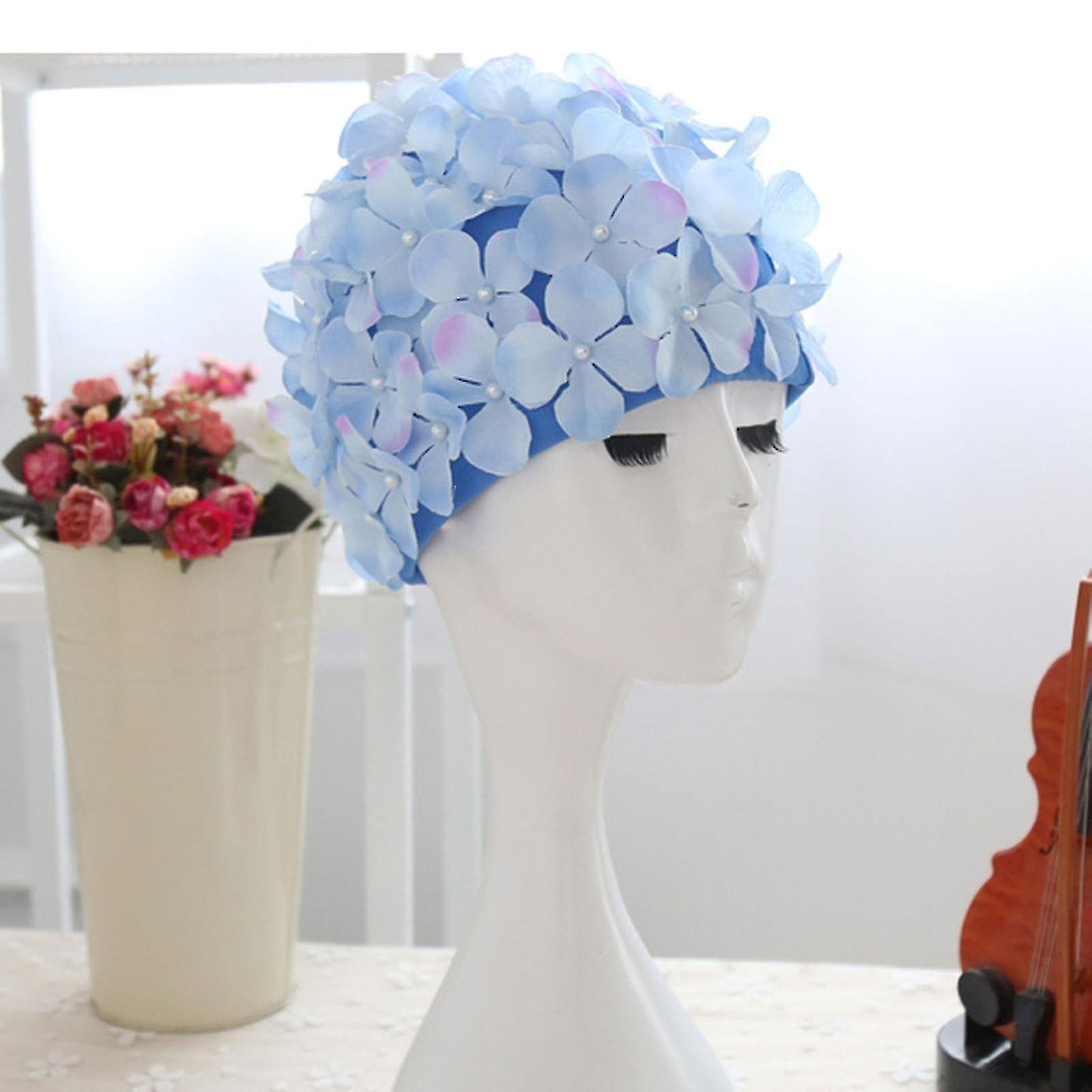 Women Swim Cap Petal Retro 3d Floral Swimming Hat Lady Flowers Bathing ...
