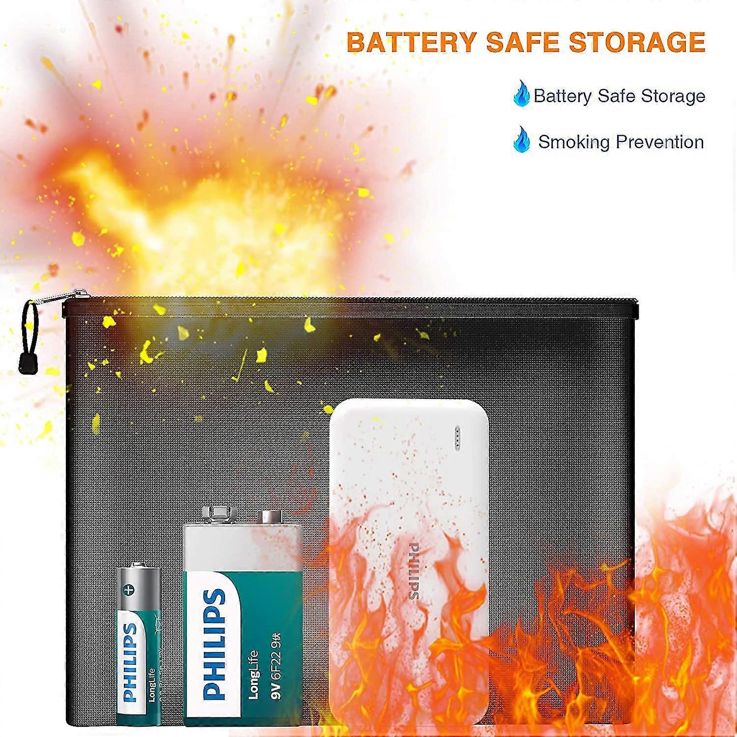 Fireproof Document Bag 2 Pack, A4 Large Money Bags Fireproof Waterproof ...