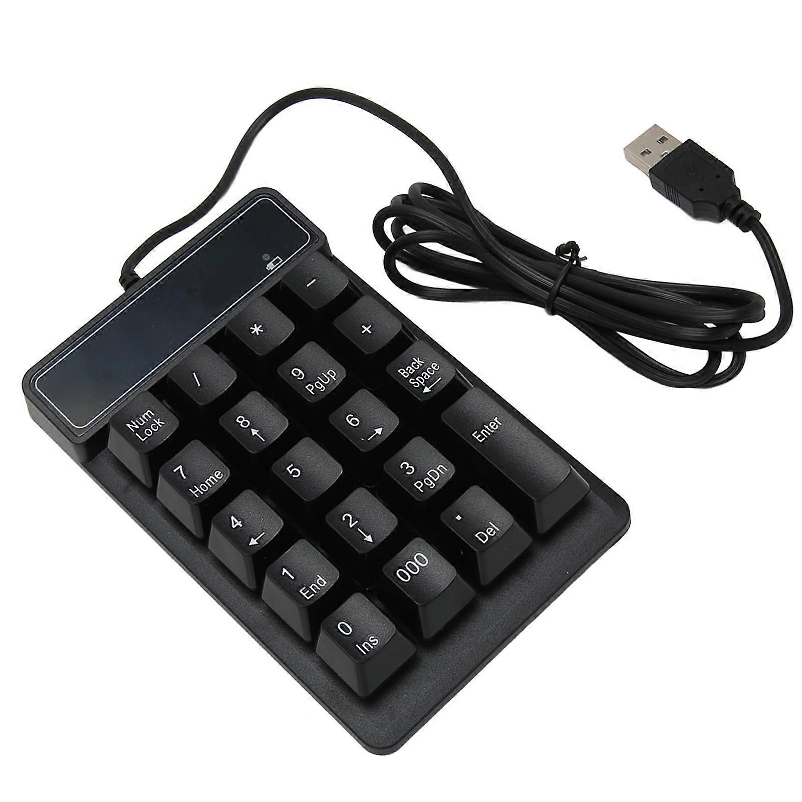 Wired Number Pad Black USB Connection 19 U Shaped Keys Plug and Play ...