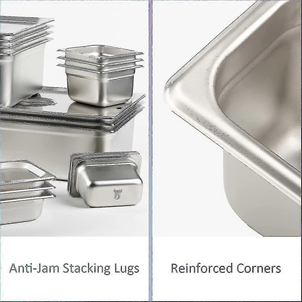 6 Pack Anti-jam Slotted Hotel Pans With , 1/6 Size 4 Inch Deep ...