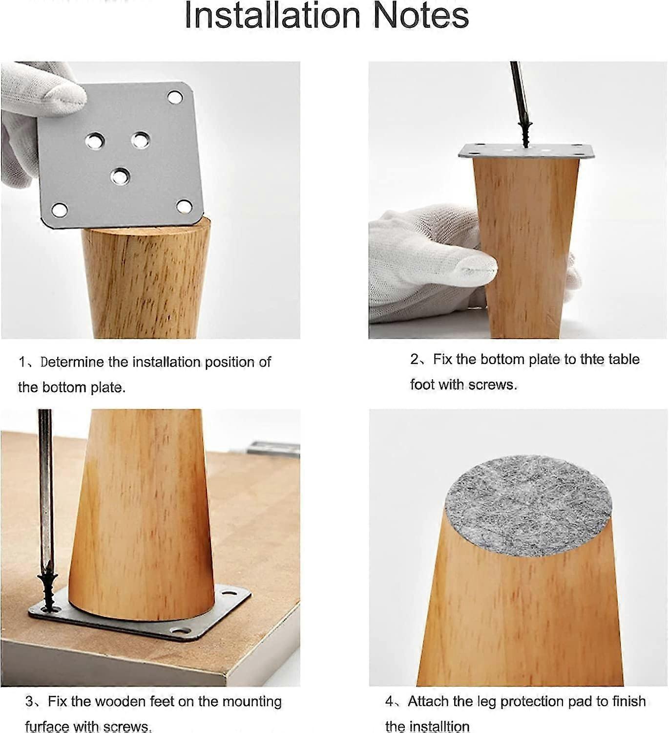 4pcs 15cm Solid Wood Furniture Legs, Tapered Table Legs, Replacement ...