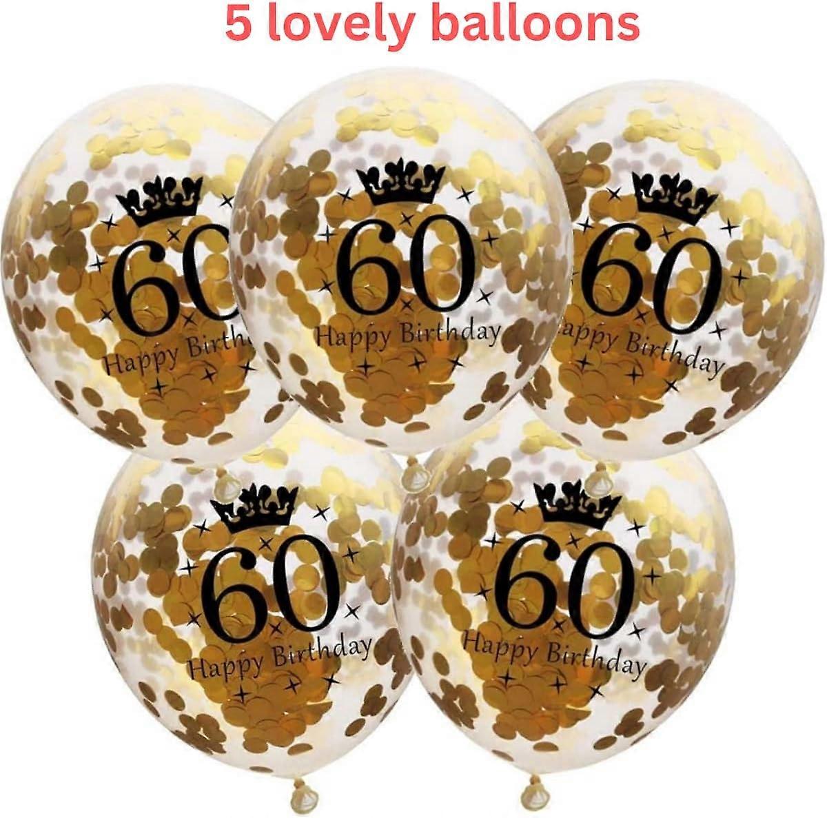 Number Balloons 60 Gold - 60th Birthday Decorations Balloons 12 Inch ...