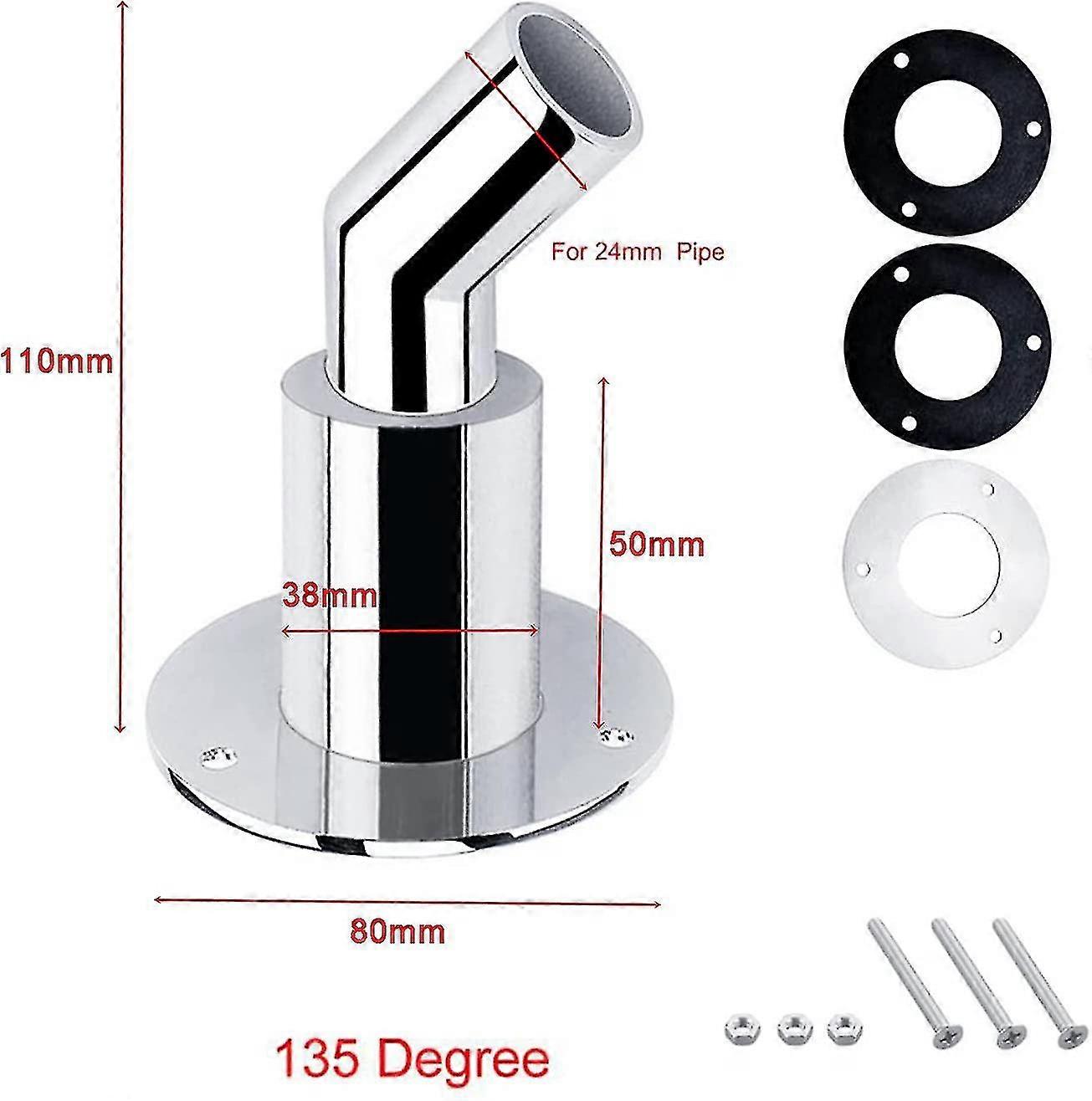 24mm/135 Degree Thru Hull Exhaust Skin Fitting, 316 Stainless Steel ...