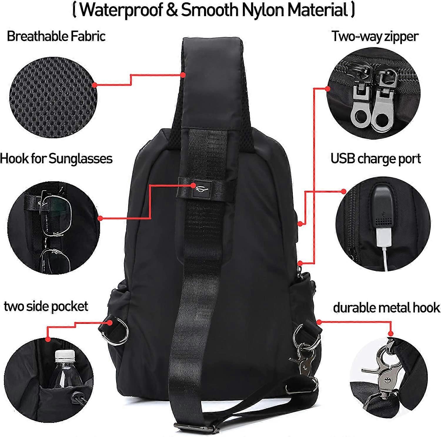 Small Black Sling Crossbody Backpack Shoulder Bag for Men Women ...