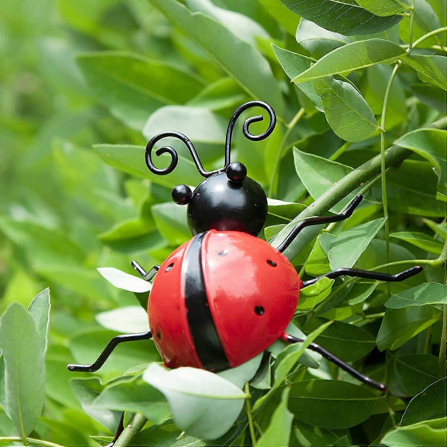 Set of 4 Metal Ladybugs Garden Wall Decor Ladybug Figurines Iron Wall ...