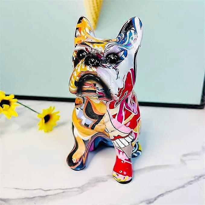 French Bulldog Statue Creative Graffiti Bulldog Dog Statues, Resin ...