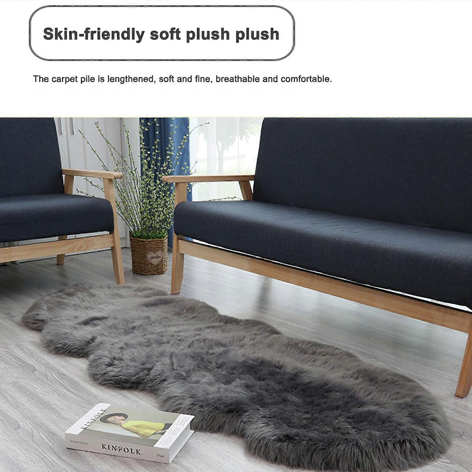 Soft Faux Sheepskin Fur Rug White Fluffy Area Rugs Chair Couch Cover ...