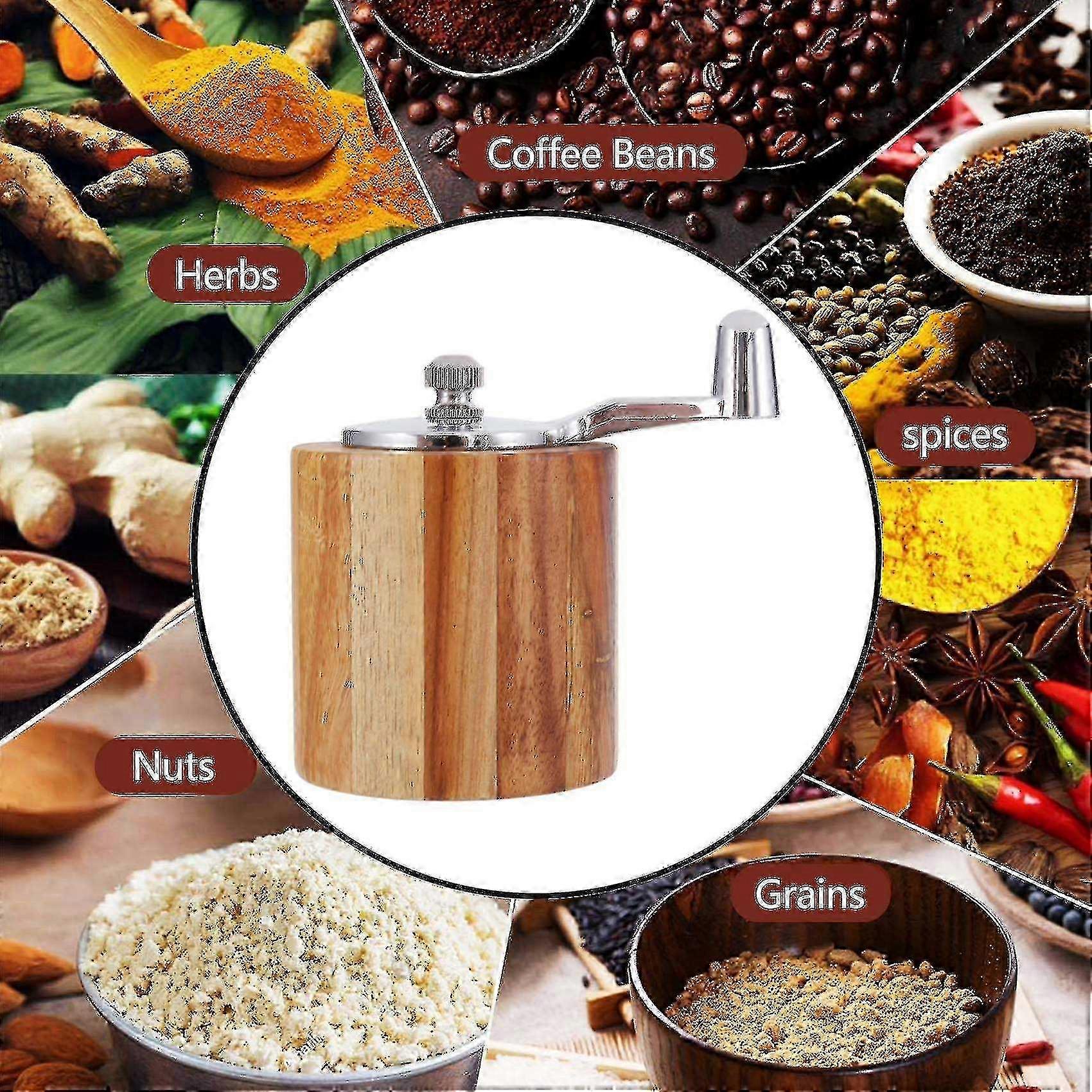 Salt And Pepper Mill, Hand Crank Wood Pepper Grinder Salt Shaker With ...