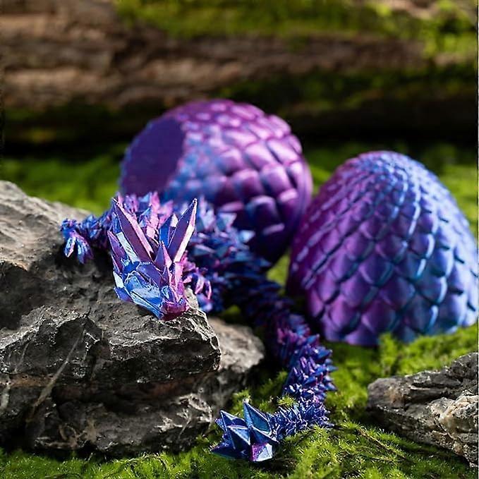 3D Printed Dragon Eggs with Dragon Inside, Fully Articulated Crystal ...