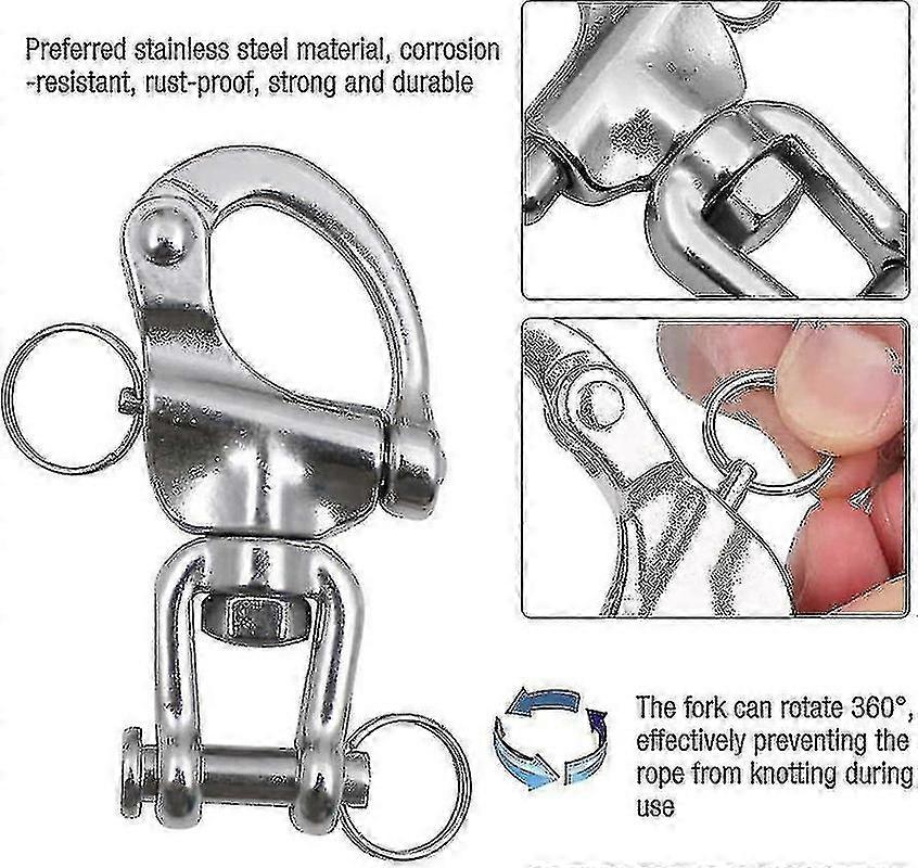 Snap Shackle, 2 Pieces Stainless Steel Snap Shackle Panic Hook Quick Release Boat Snap Shackle ...