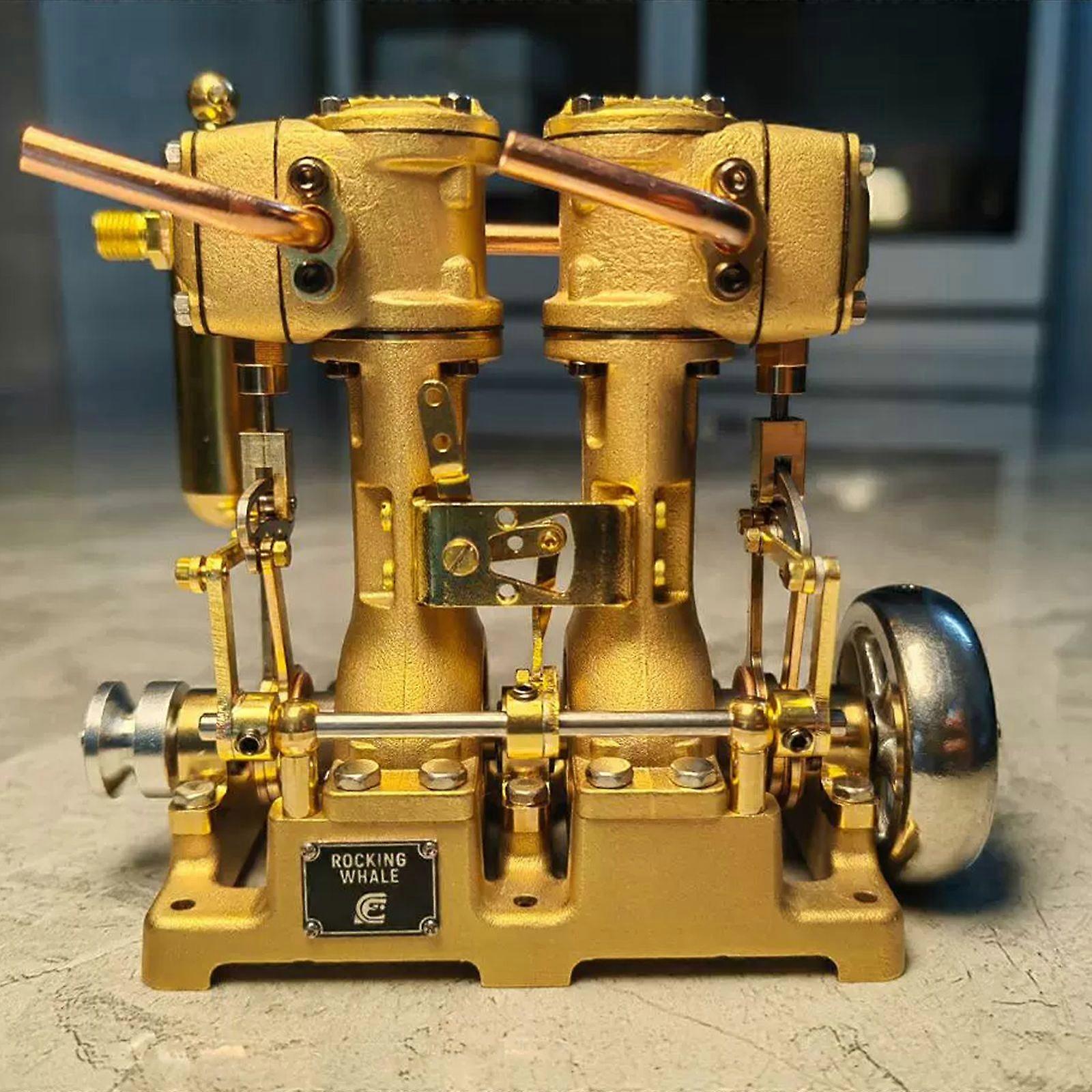 Powerful L2 Retro Steam Engine Model Dual Cylinders Die-cast Brass ...