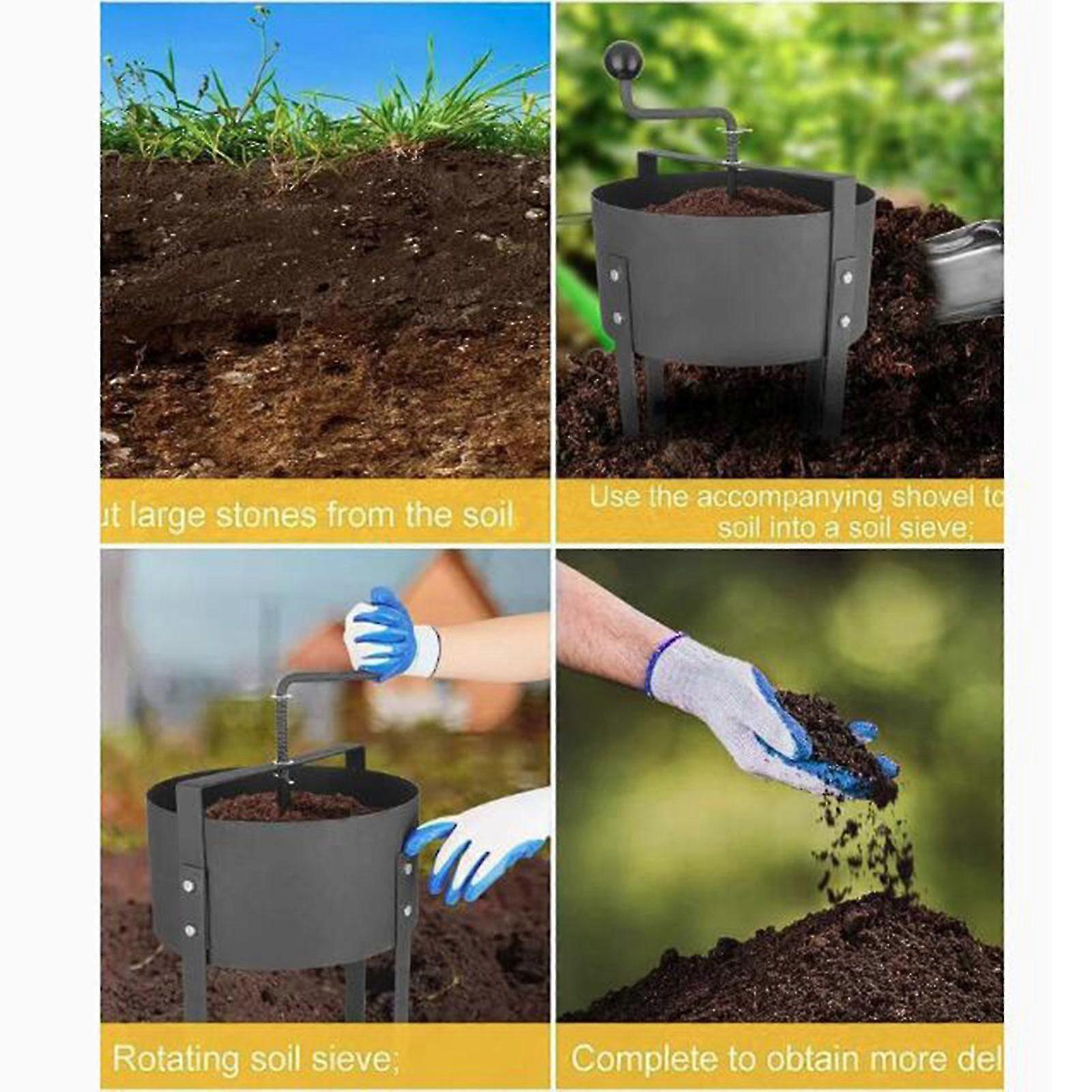 Rotary Soil Sifter Mesh Screen Metal Frame Compost Sieve Easily Install ...