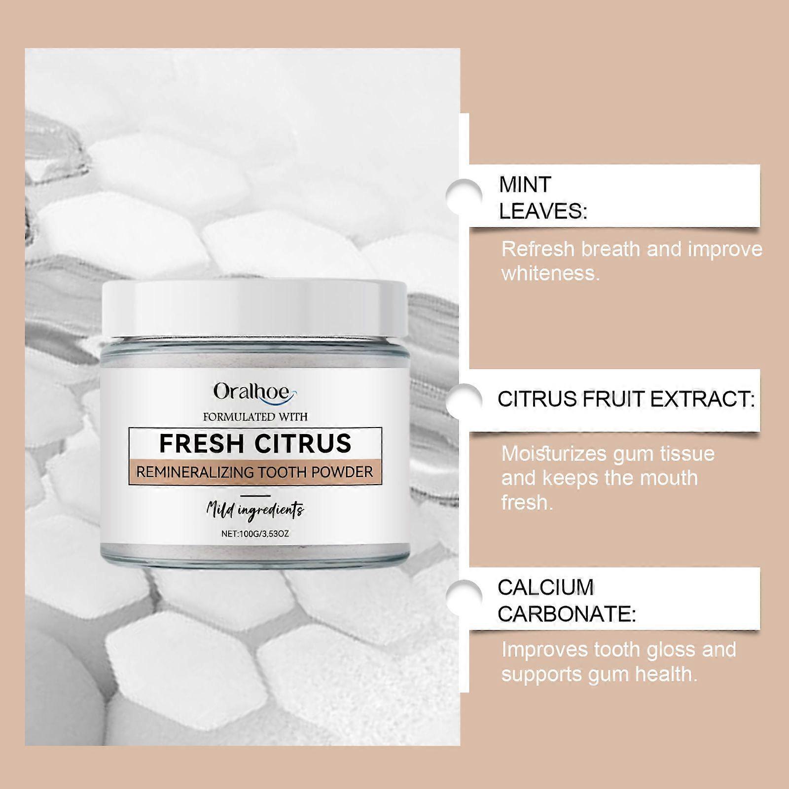 Fresh Citrus Remineralizing Tooth Powder, Fluoride-Free Tooth Powder ...