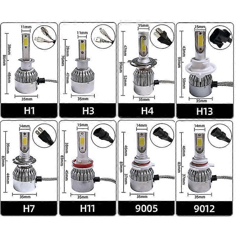 Super Bright LED Headlight Bulbs, C6 H11 H3 H7 H4 881 9005 Hb4 9006 H13, 6000k, 72w, 12v, 7600lm ...