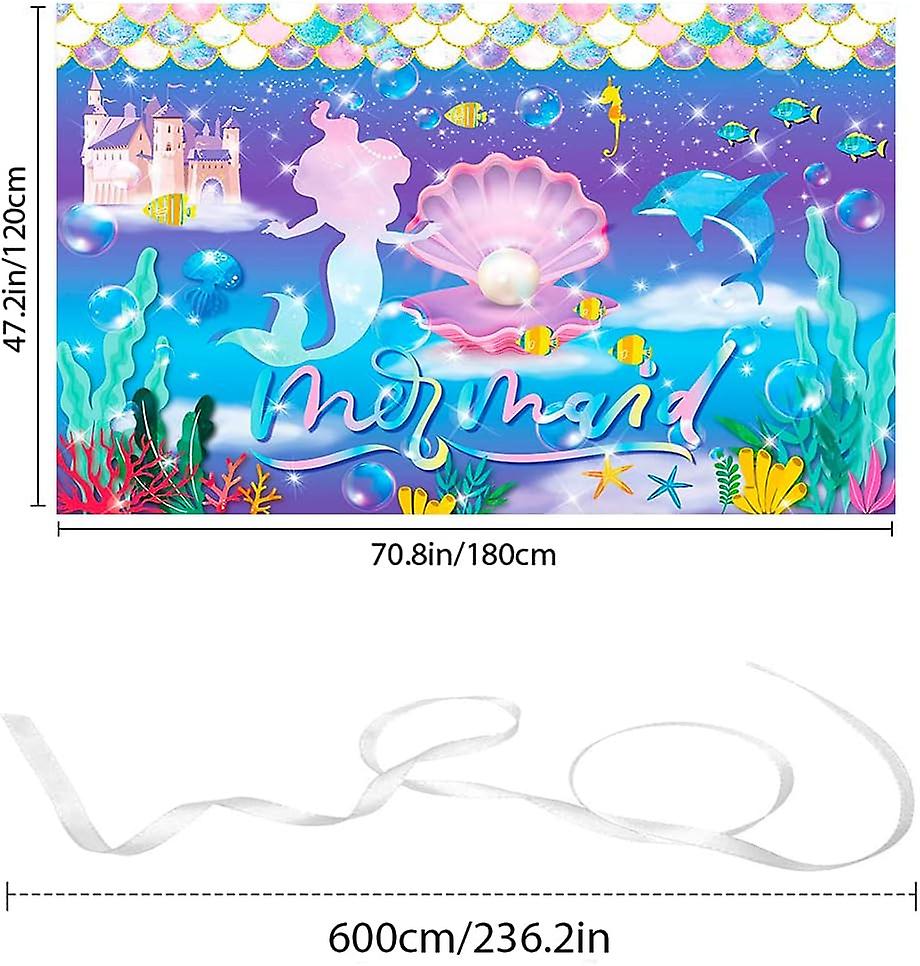 Under The Sea Mermaid Backdrop Purple Blue Mermaid Pearl Whale ...