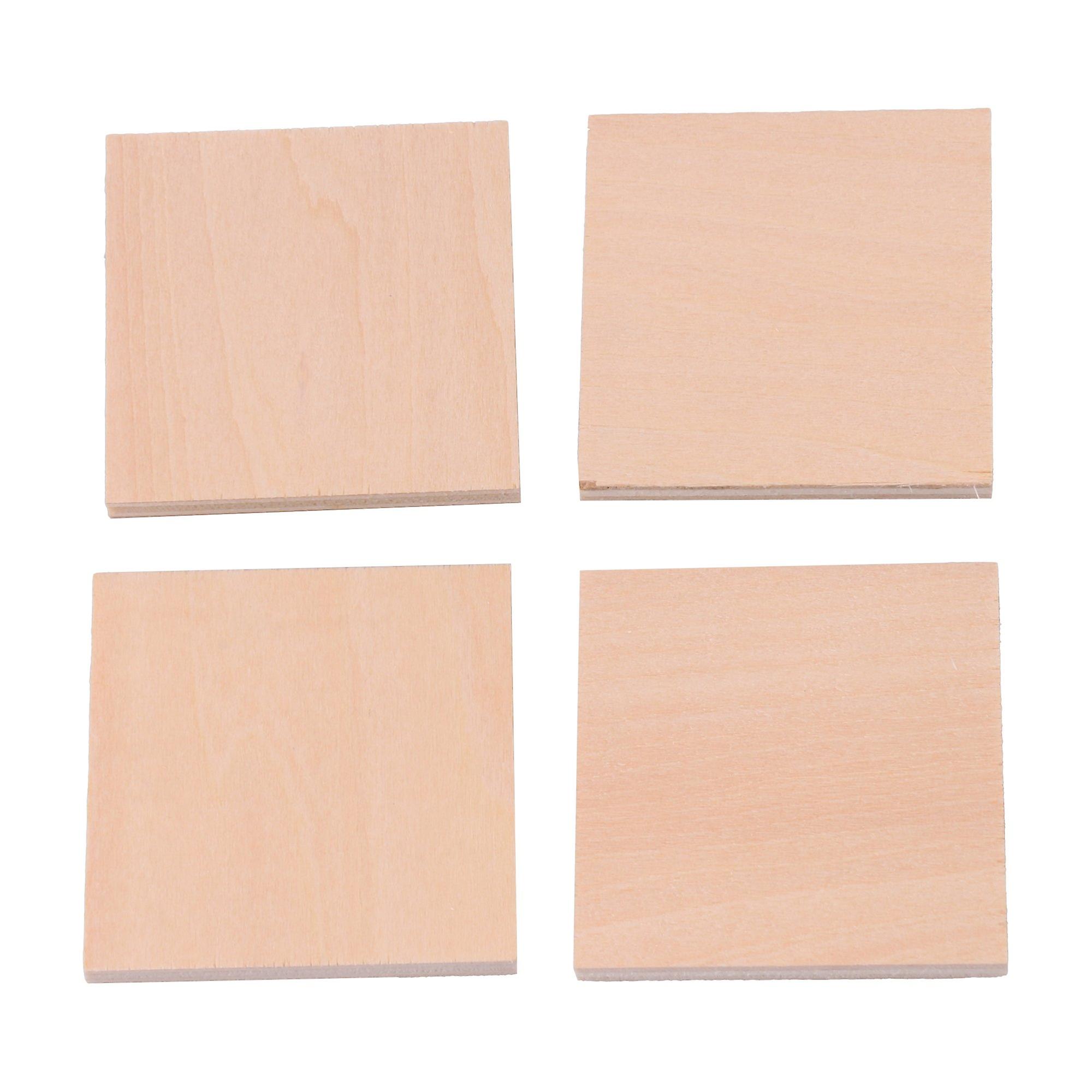 20 Pieces 3mm Thickness Square Shaped Wood Sheets Wood Blank DIY Crafts ...