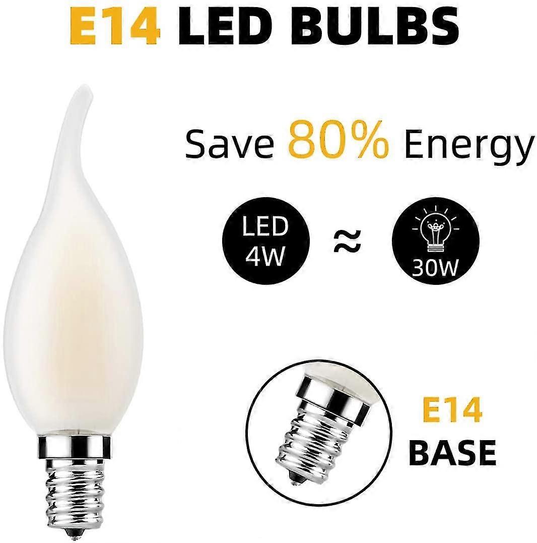 Led Bulb E14 With Dimmable Filament, Set Of 10 Bulbs Flame, 4 Watts ...