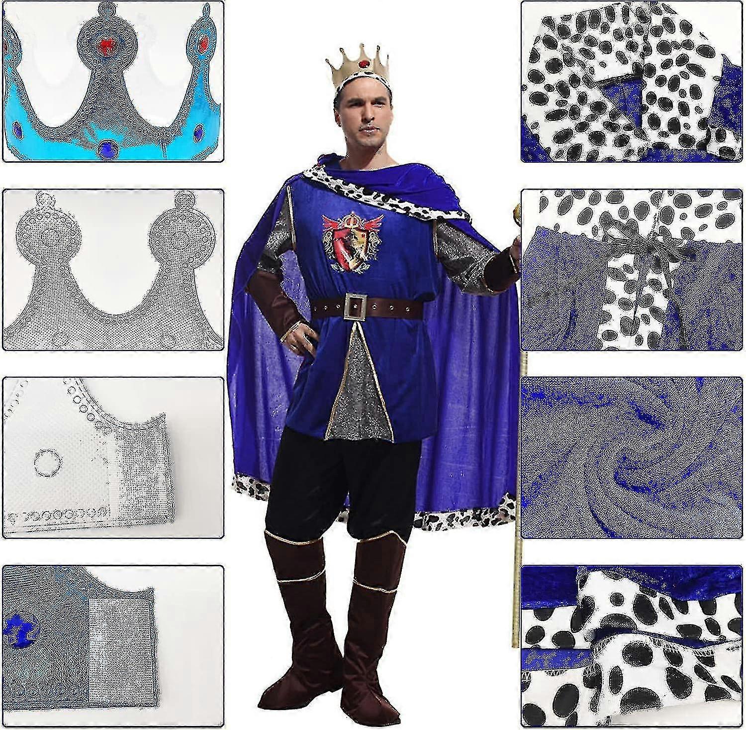 Adults King Queen Costume King Robe Queen Robe With Crown Royal Velvet ...