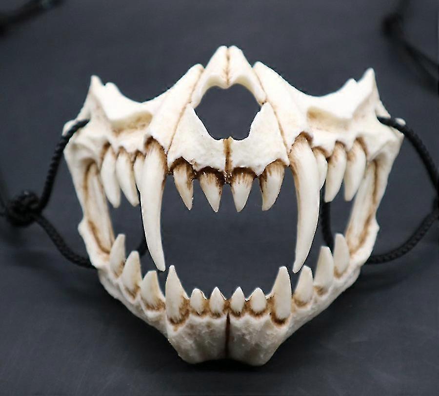 Halloween Costume Half Skull Mask Cosplay Costume Skeleton Half Mask Werewolf Mask Resin Mask ...