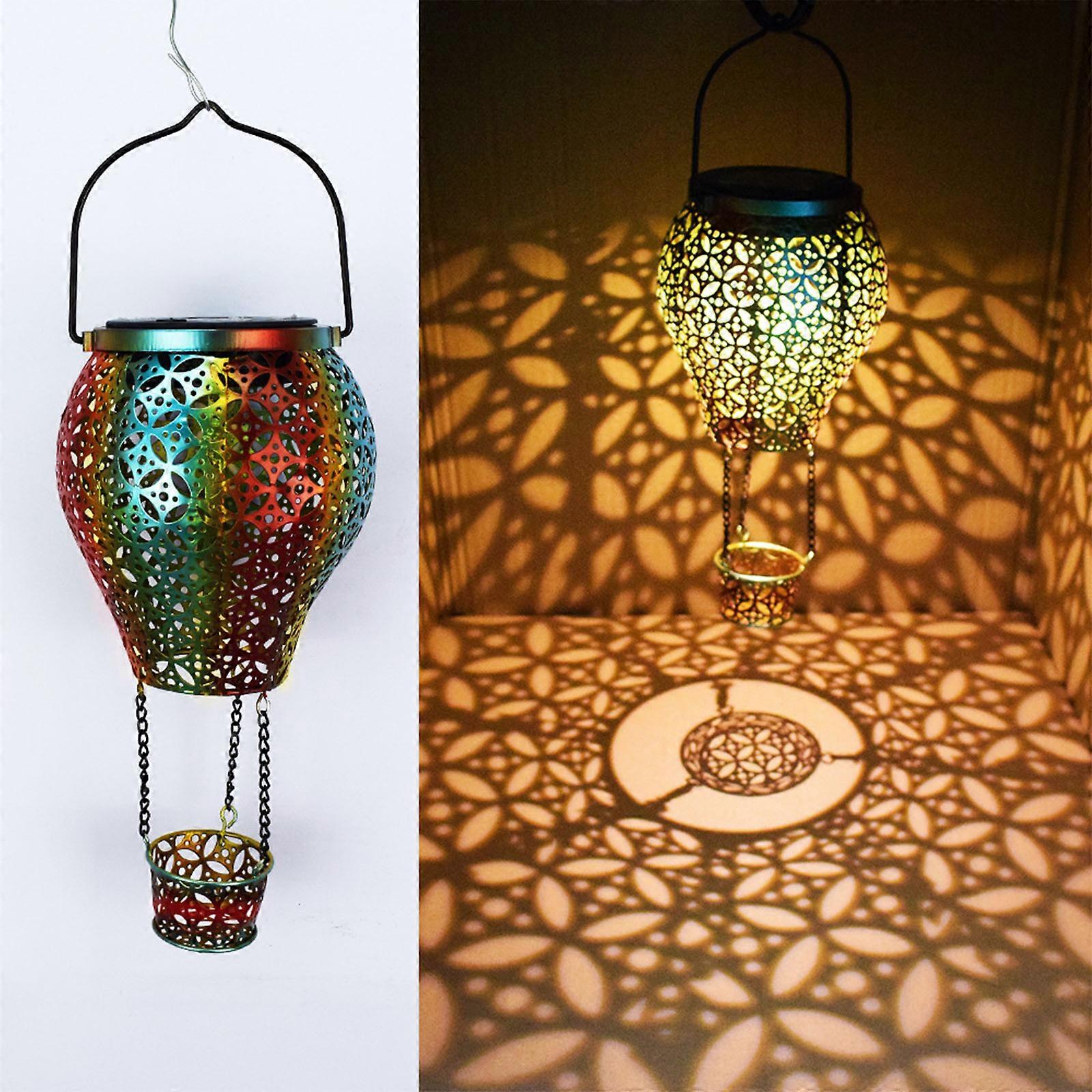 Outdoor Solar Iron Lantern Hollow Hot Courtyard Light Outdoor Garden ...