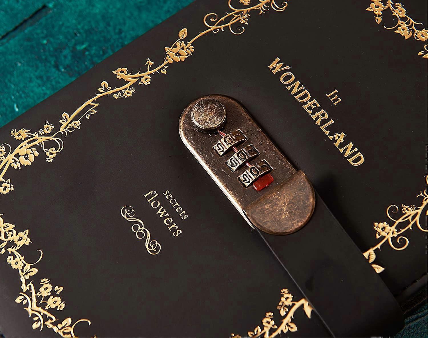 Vintage PU Leather Diary with Combination Lock(Floral Pattern), A5 ...