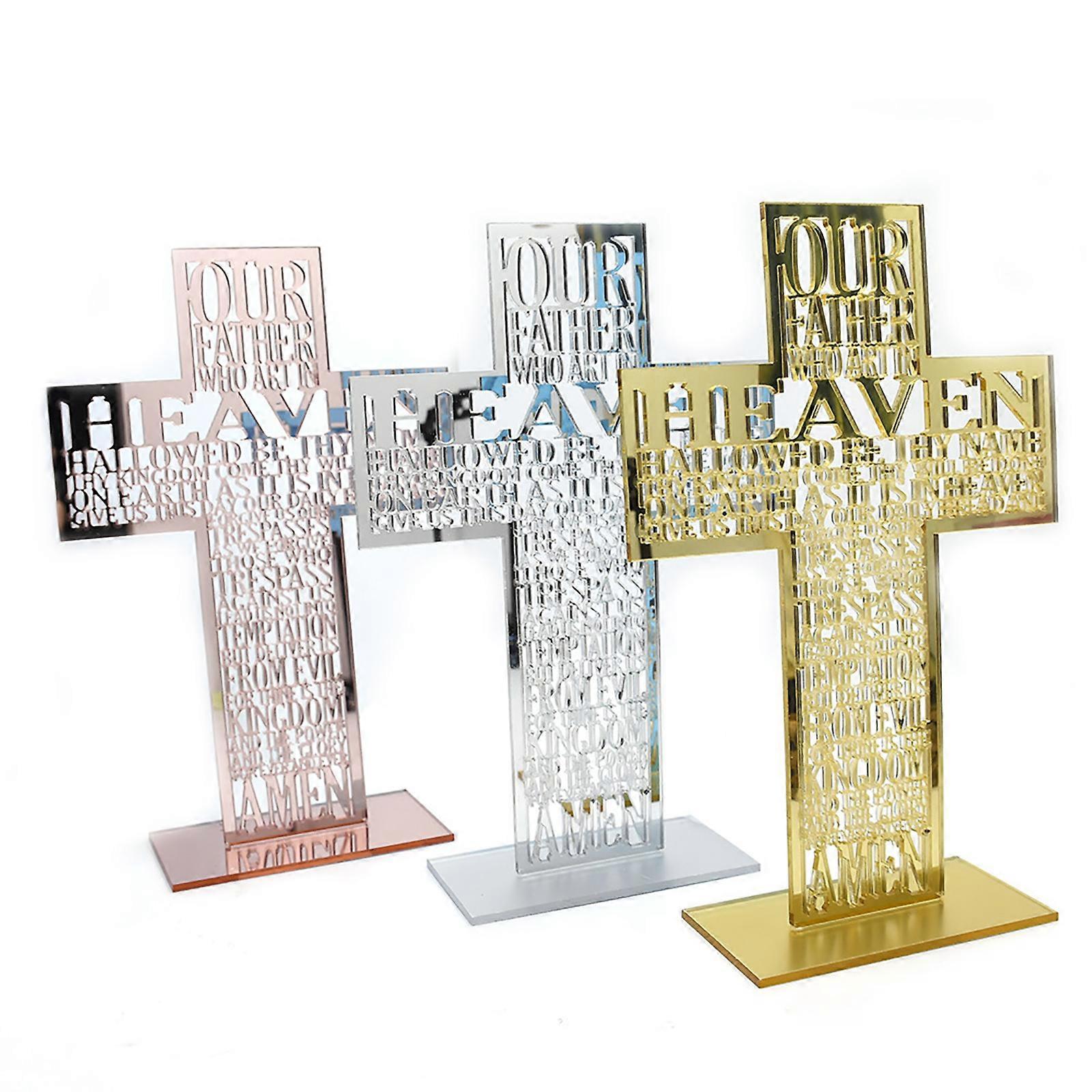 21cm Hollow Out Acrylic Scriptures Cross with Stand Jesus Christ ...