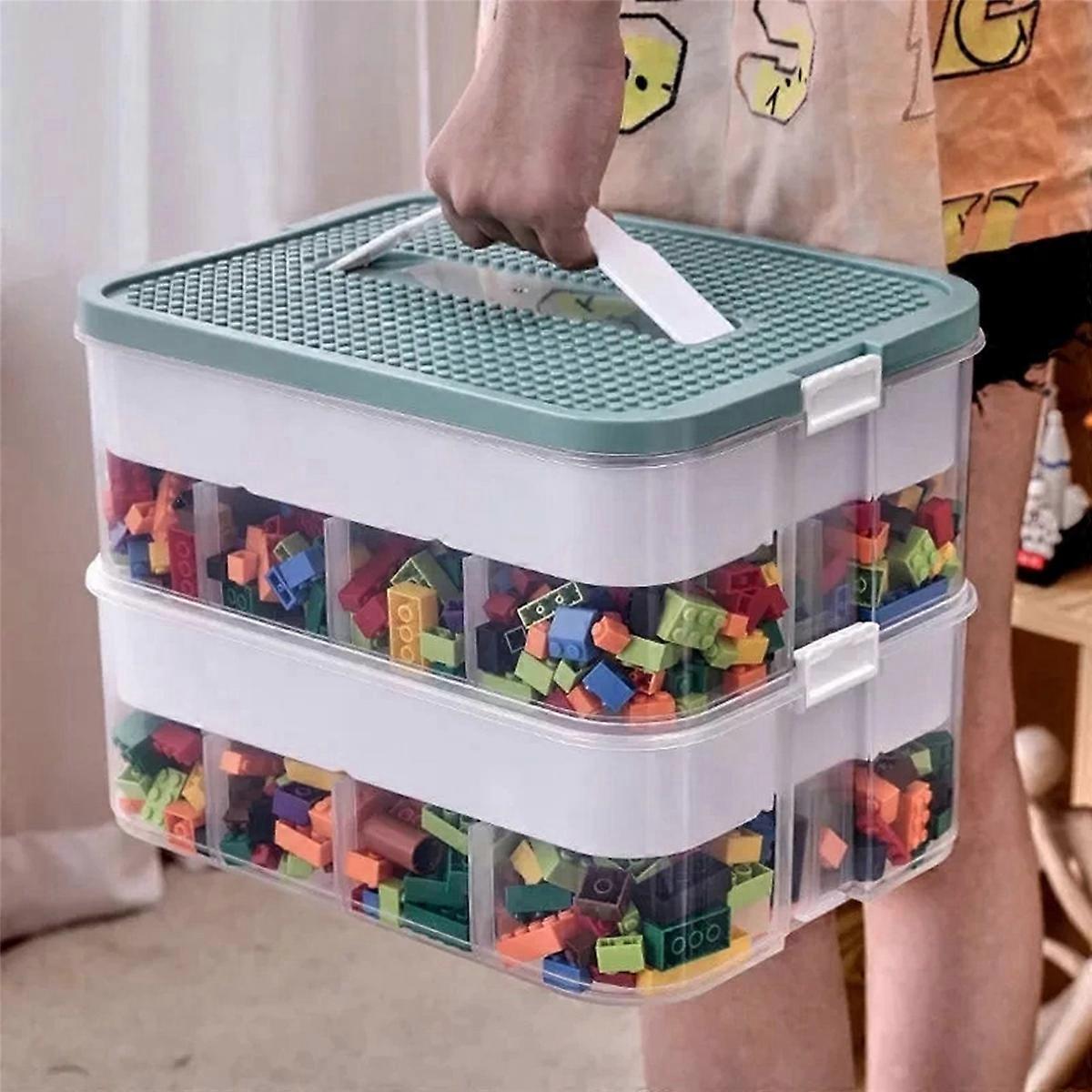Kids Building Blocks Storage Box Stackable Toys Organizer Storage Case ...