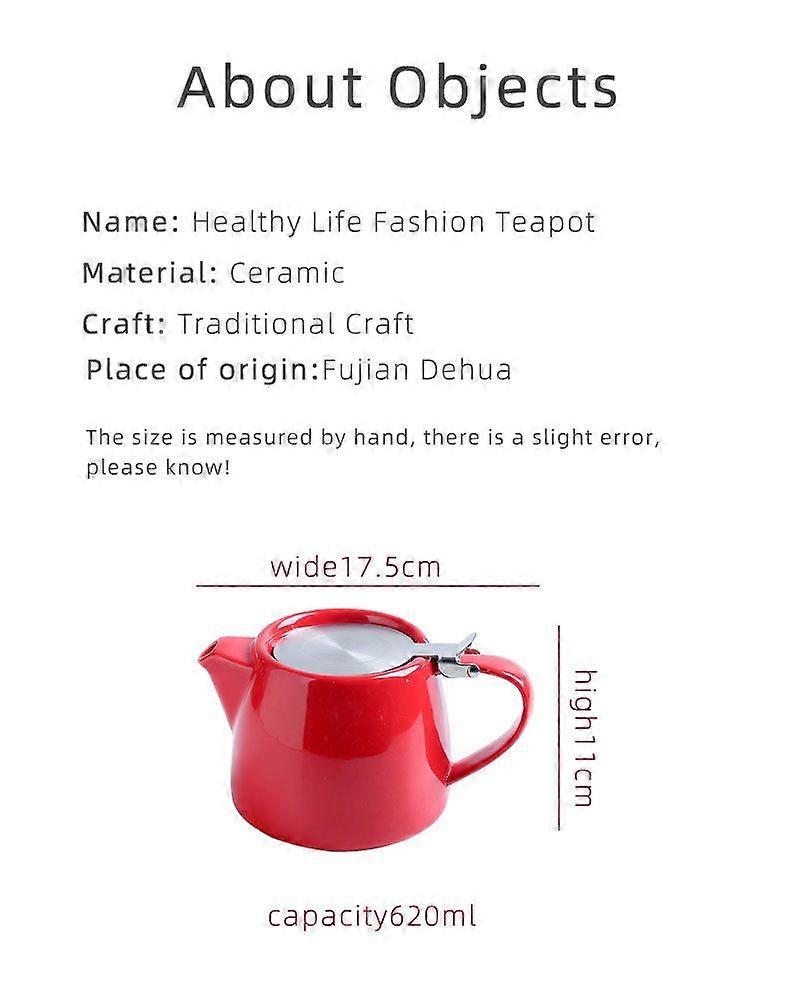Stylish Red Ceramic Teapot with Strainer and Lid, Perfect for One or ...