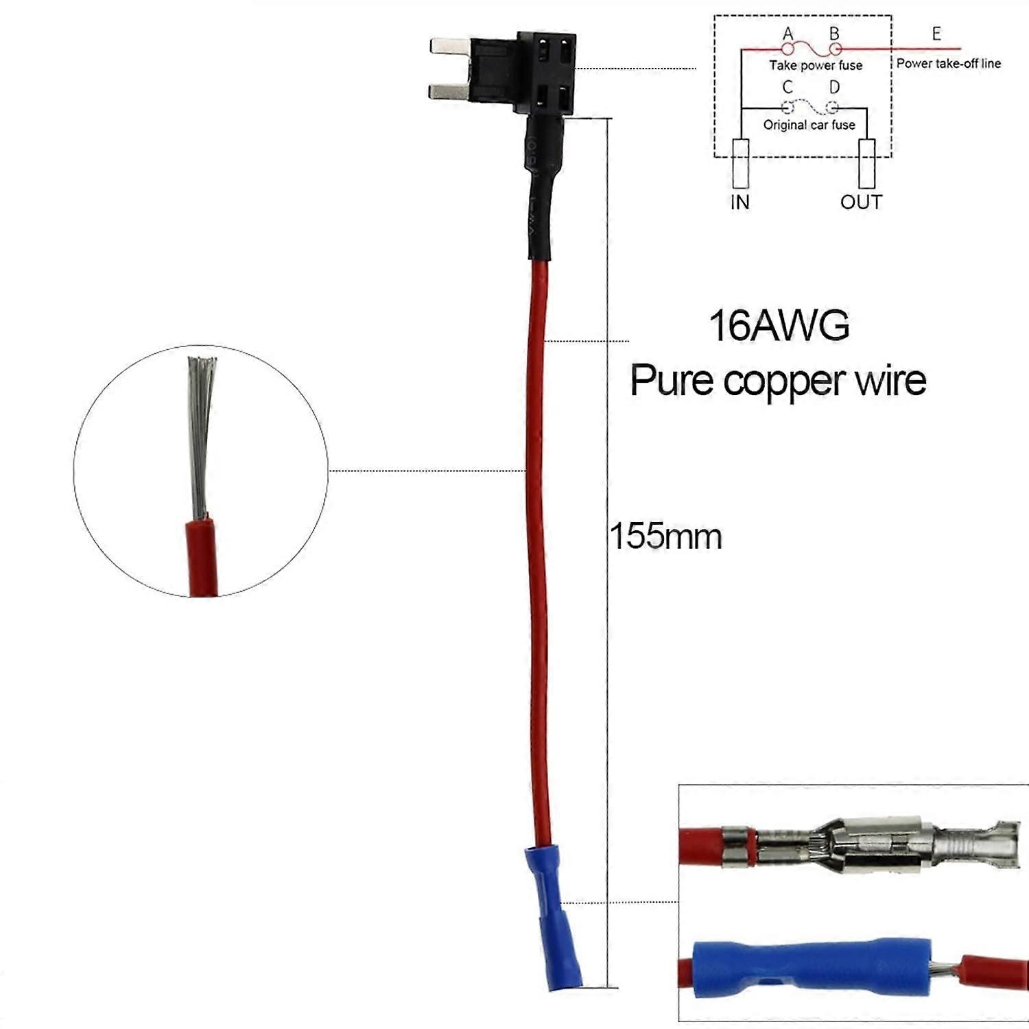 12V Fuse Holder Add-a-Circuit TAP Adapter for Micro Mini Standard ATM ...