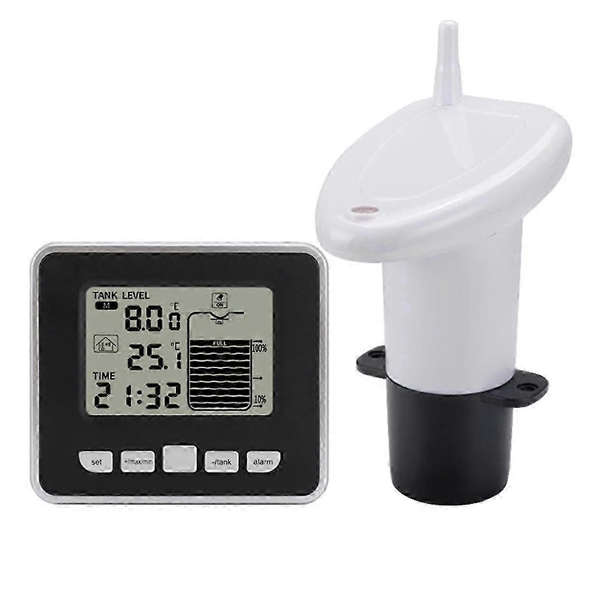 Ultrasonic Wireless Water Tank Liquid Level Meter with Temperature Sensor Level Monitor Time ...