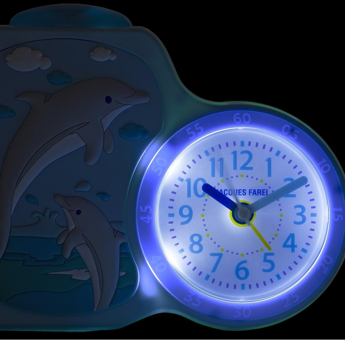 JACQUES FAREL Children's Alarm Clock Alarm Clock Analog Quartz Dolphins ...
