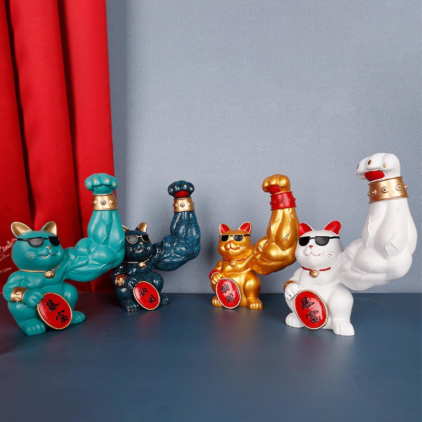 Big Arm Lucky Cat Figurine Gift Welcome Cat Door Interior Decor Lucky ...