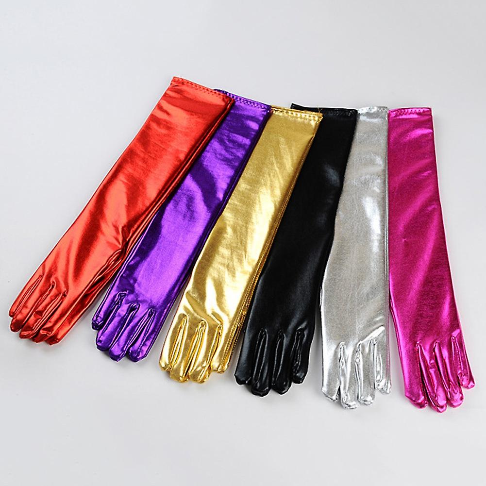 Fornnerg Cosplay Party Stage Performance Women Full Finger Shine Faux ...