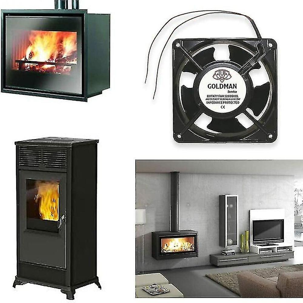 High-temperature Axial Fan For Fireplace - Insertable, Metal Blades, Silent, Universal (120 X ...