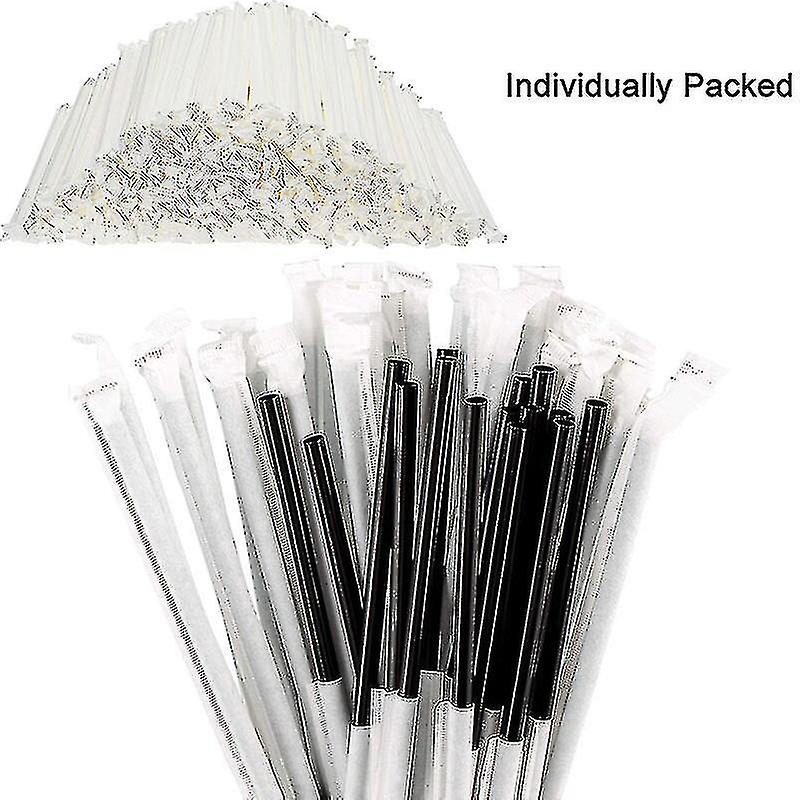 100pcs Disposable Plastic Drinking Straws Black Boba Bubble Tea Straw ...