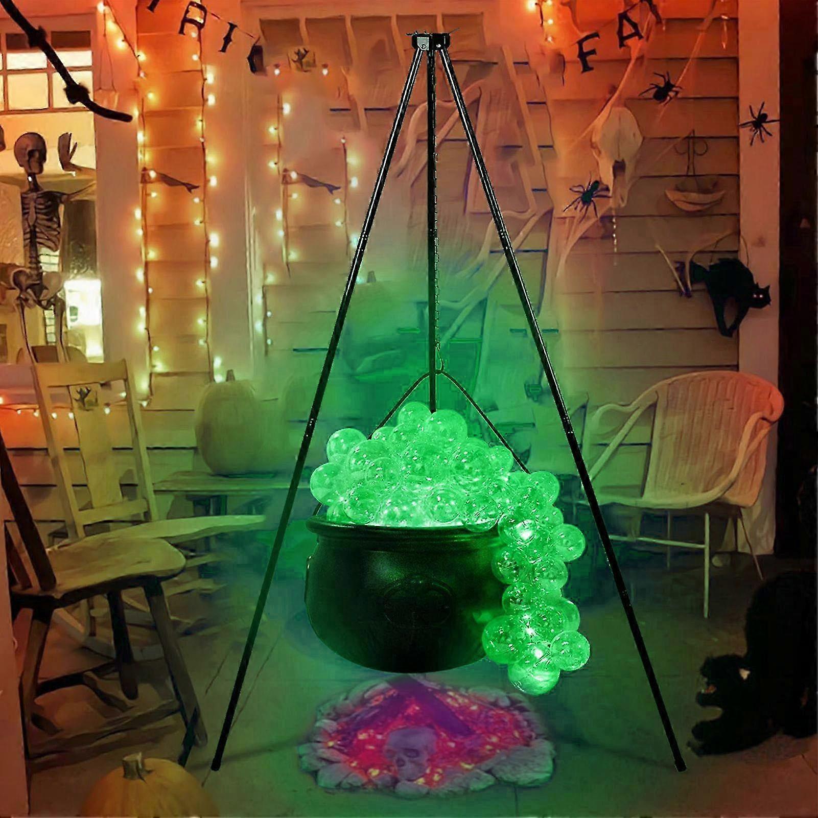 Bubbling Cauldron Set Large Witches Cauldron With String Light Black ...