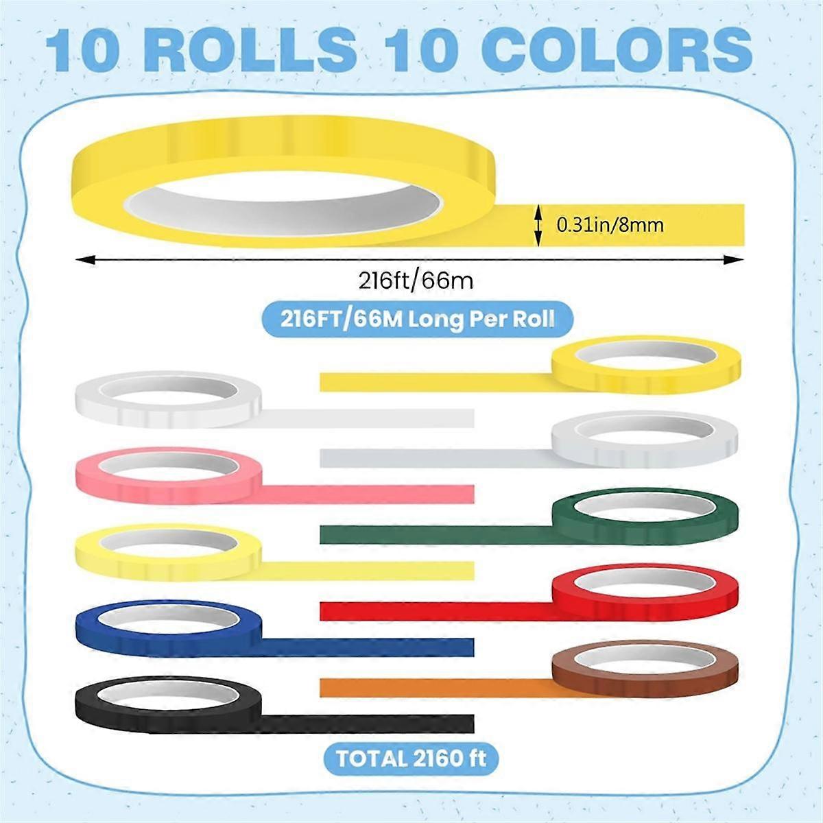 10 Rolls Autoclave Tape 216ft Colorful Instruments Identification Tape ...