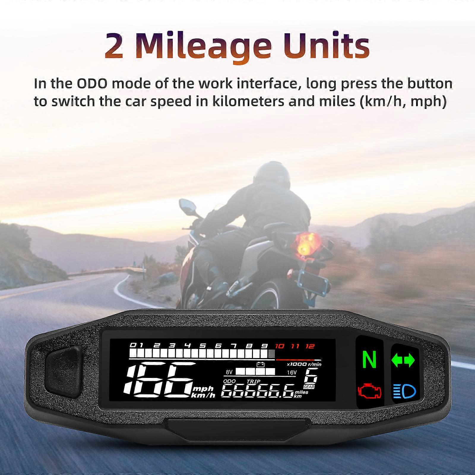 New Universal Motorcycle Speedometer Moto Oil Gauge Tachometer Digital ...