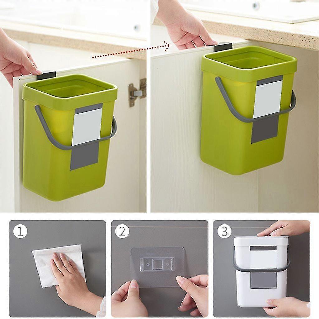 Kitchen Trash Can With Handle,5l Hanging Trash Can For Kitchen Cabinet ...