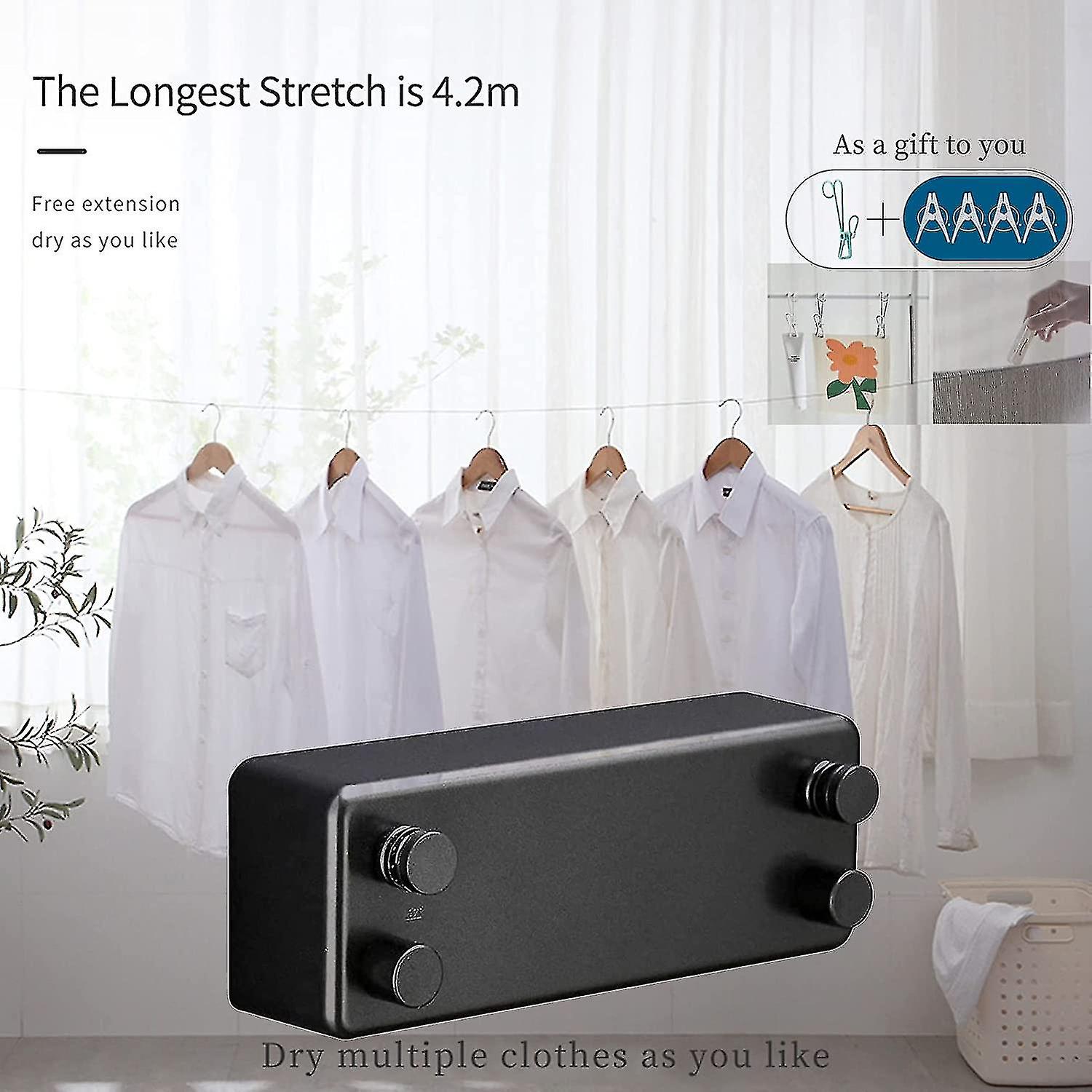 Retractable Clothesline, 4.2m Adjustable Stretchable Clothes Line ...