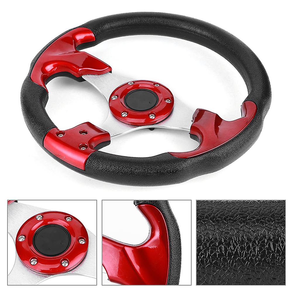 Racing Car Steering Wheel 320mm Red PVC with Horn Button Universal ...