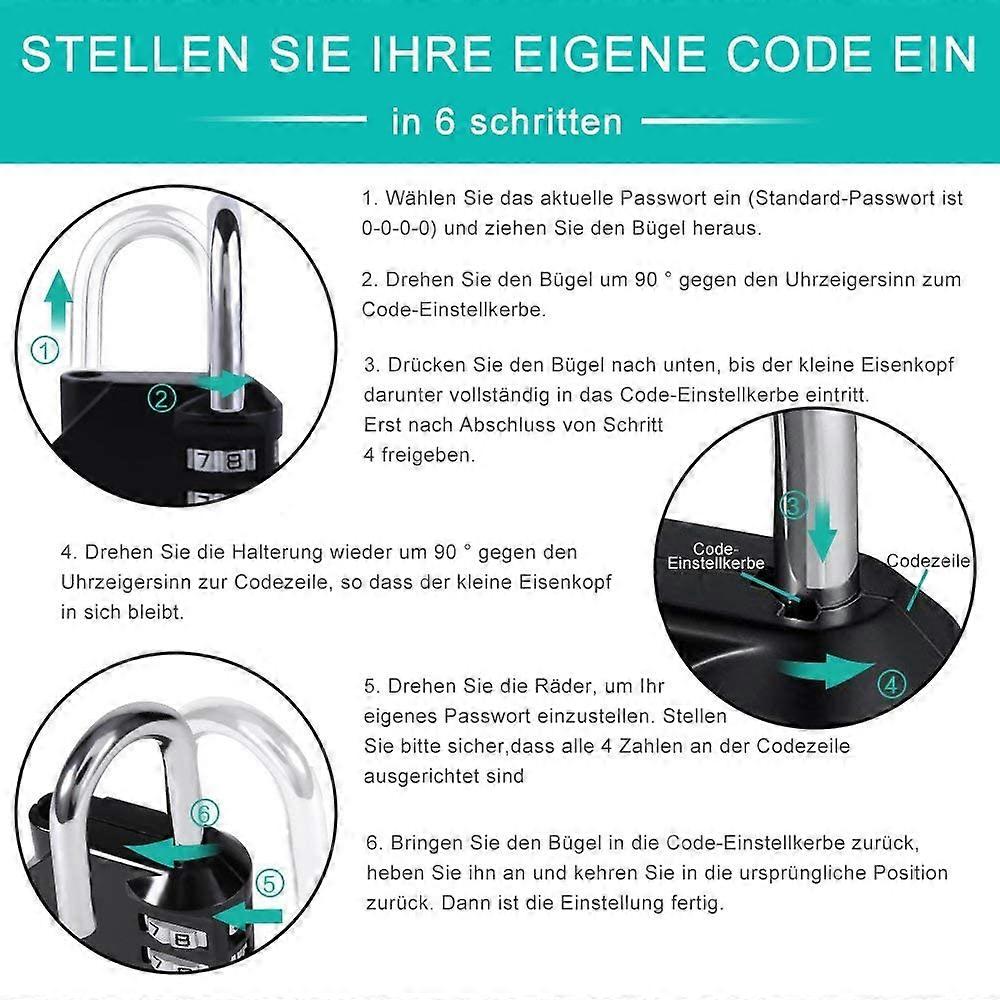 Padlock combination lock with long bracket, lock number code 4 digits, number padlock ...