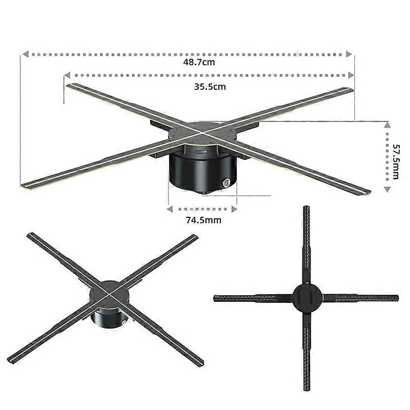 3D Hologram Projector Wifi App Control Led Display Sign Logo Hologram Fan Wall Mounted ...