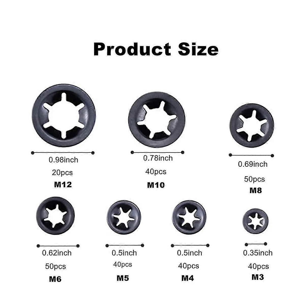 280pcs internal tooth star lock washers, speed clip fastener assortment ...