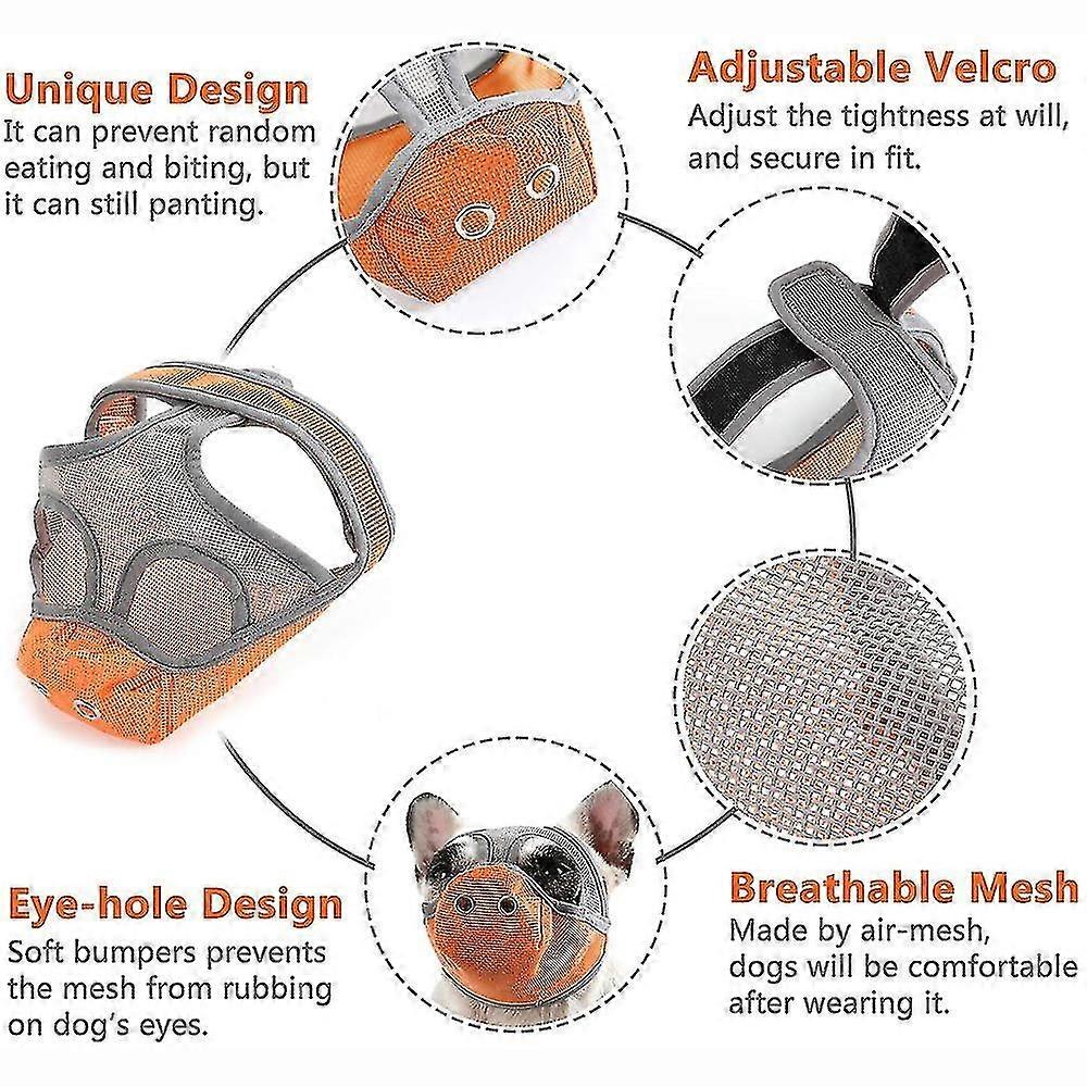 Short Snout Dog Muzzles,bulldog Muzzle Adjustable Breathable Mesh Dog ...