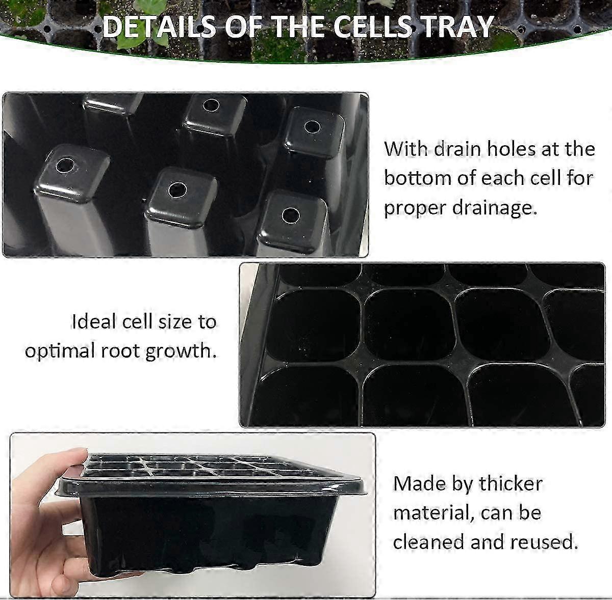 3 Pack Seedling Tray, Seedling Starter Tray Cell Nursery Trays, Mini ...