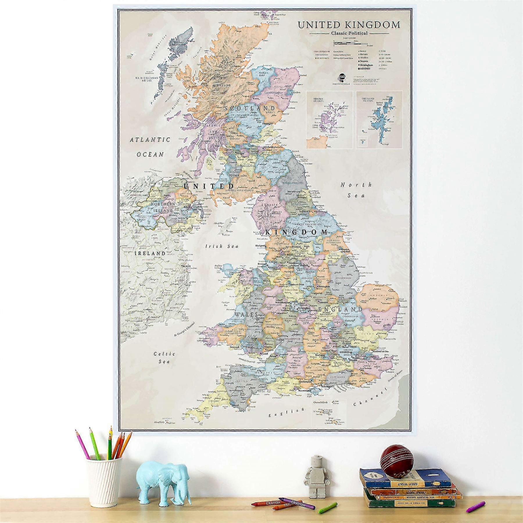 Large UK Classic Wall Map (Paper) | Fruugo UK
