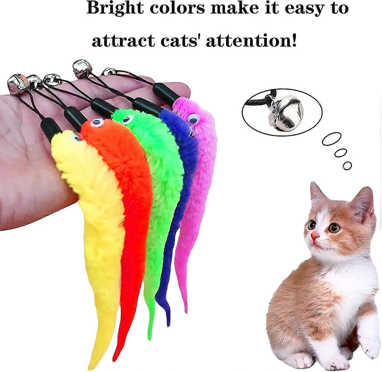12pcs Cat Worm Toy,cat Toy Wand Replacement, Interactive Cat Wand ...