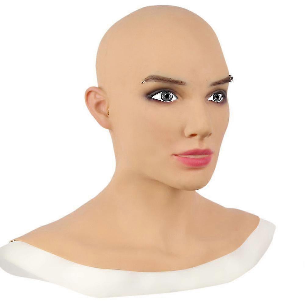 Realistic Female Latex Head Cover, Full Head Realistic Silicone Female ...