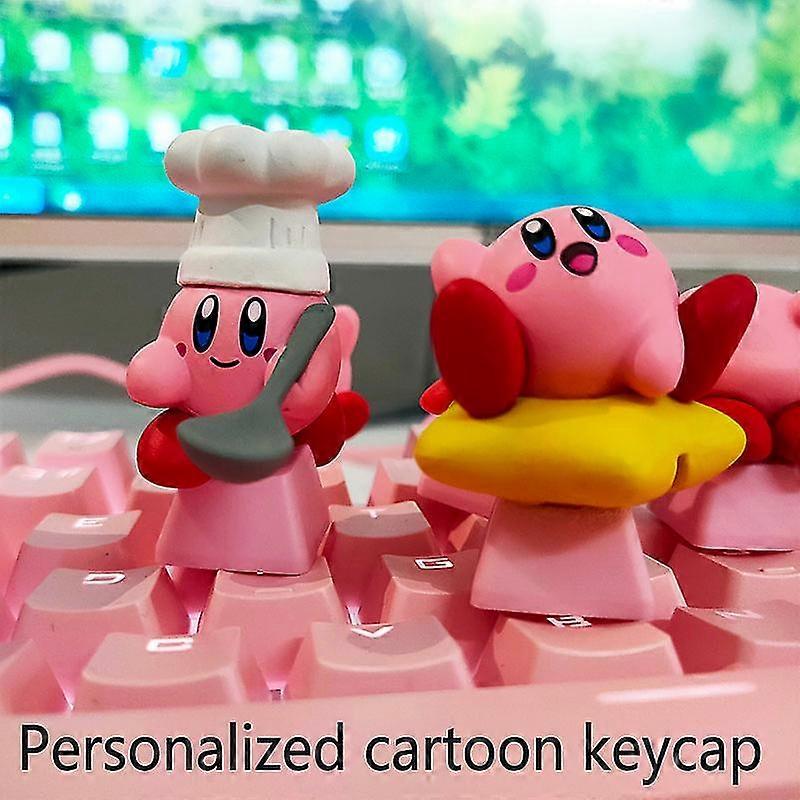 Star Kirby Mechanical Keyboard Keycaps Cute Pink Pbt Keycap Kawaii Diy ...